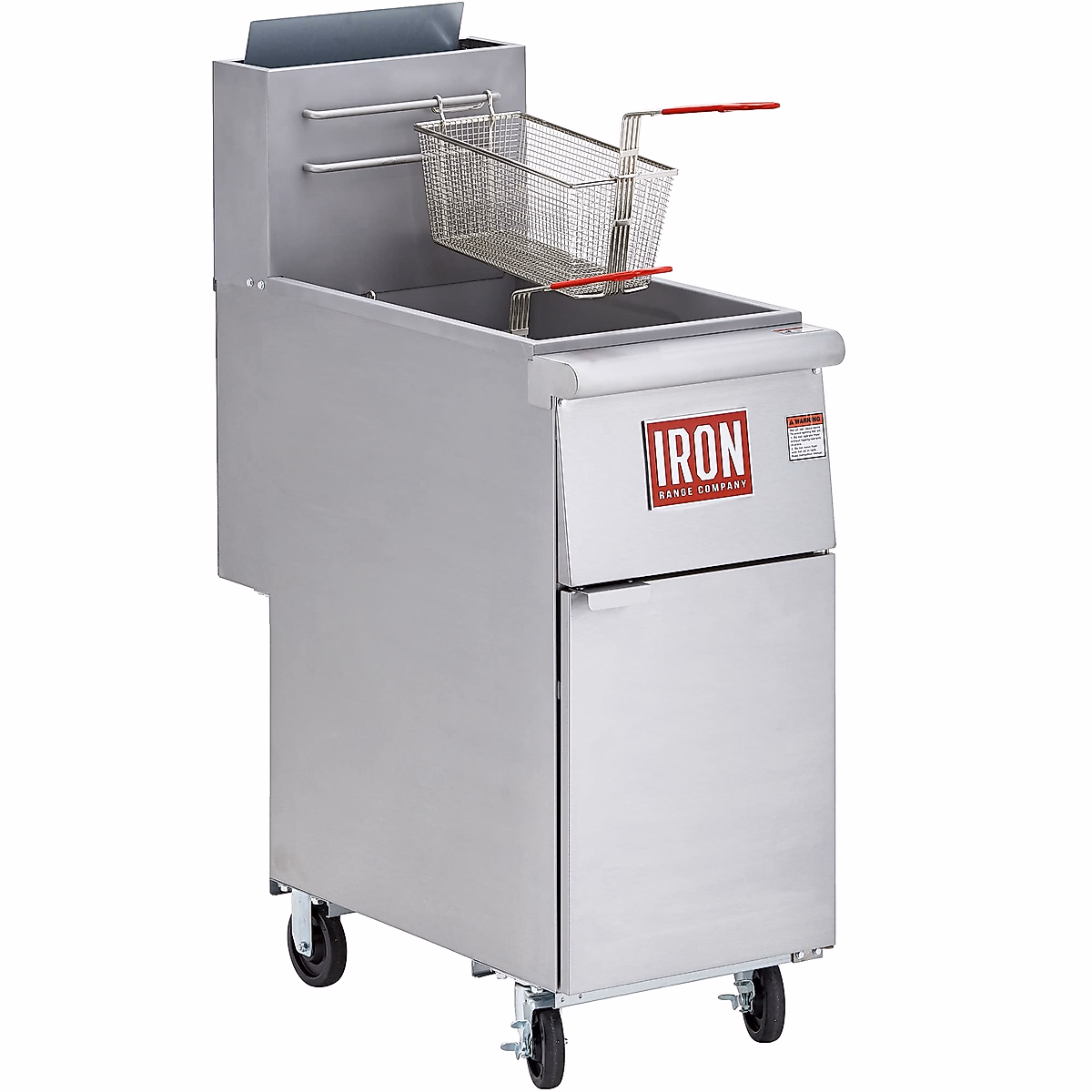 Iron Range IRF50 Commercial Gas Fryer, 50-Pound Capacity, 3-Tube Freestanding Fryer with Stainless Steel Tank, Cool Zone, ETL Certified, Includes 2 Fry Baskets & Caster Kit