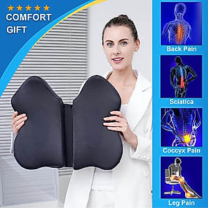 Seat Cushion X Large Adjustable Width for Office Chair, Car Seat Cushion, Ergonomic Memory Foam Cushions Pad for Sciatica, Coccyx, Pain Relief for Long Sitting, Foldable Soft Wheelchair Cushion