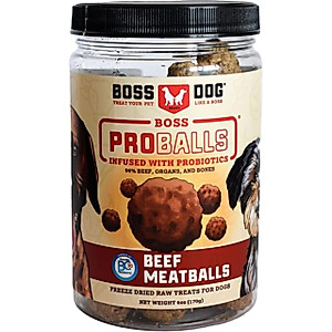 Boss Dog Boss Proballs Meatball Treats for Dogs & Cat, Beef Recipe, 6 oz Jar