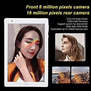 PUSOKEI 8inch Tablet,4GB RAM,64GB ROM,Dual SIM 3G Call,8 Million 16 Million Pixels,WiFi Gaming Tablet PC with 8000mAh Battery(Gold)