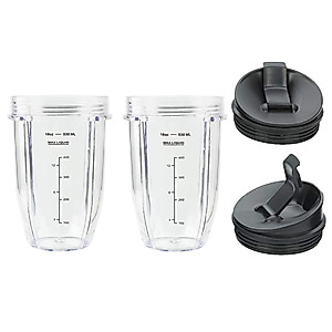 Blender Cups for Ninja Blender, 18OZ Cup with Sip & Seal Lids Compatible with 900w 1000w Nutri Ninja Blender Auto iQ series (2 Pack)