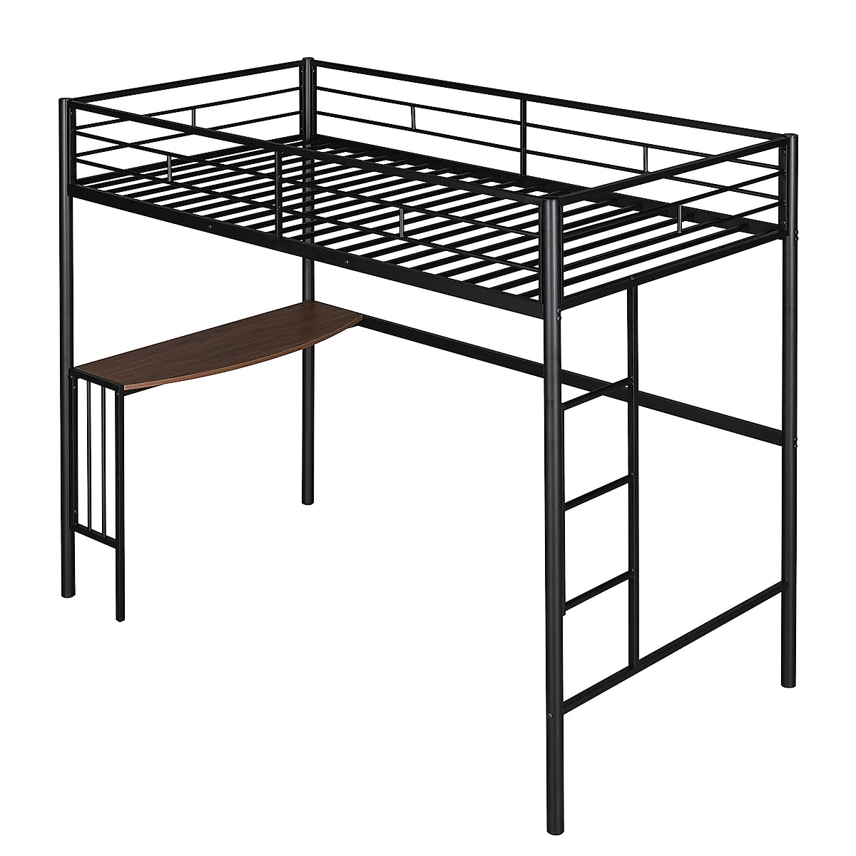 Harper & Bright Designs Metal Bunk Beds Twin Over Full Size,Bunk Beds with Desk, L Shaped Bunk Beds with Built-in Ladder, Full-Length Guardrail, No Box Spring Needed,Black