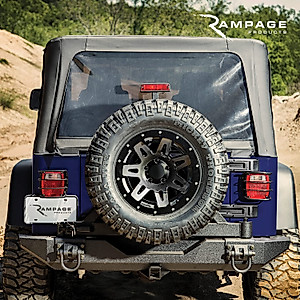 Rampage Factory Replacement Soft Top with Door Skins | Vinyl, Black Denim with Clear Windows | 99715 | Fits 1997 - 2006 Jeep Wrangler TJ