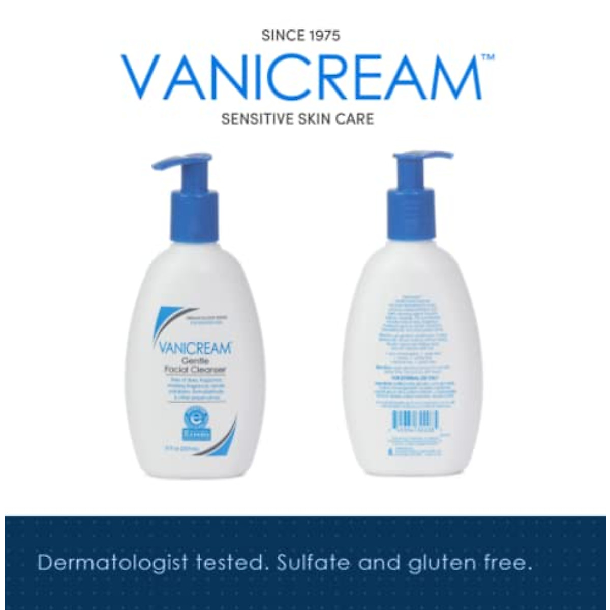 Vanicream Gentle Facial Cleanser with Pump Dispenser - 8 fl oz - Formulated Without Common Irritants for Those with Sensitive Skin