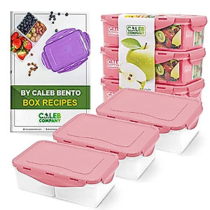By Caleb Company 3 Pack Pink Bento Boxes - 39 Ounce Divided Food Storage Containers With Lids - Leakproof, BPA Free Bento Lunch Box for Adults & Kids Lunches Is Safe For Dishwasher & Microwave