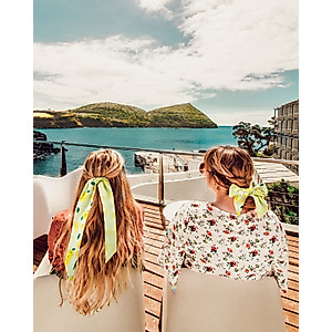 GERINLY Lemon Print Neck Choker Scarf Korea Style Ponytail Scarf for Beach Fresh Handbag Bow Accessory