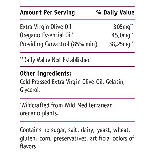 Teliaoils Wild Oregano Oil Softgels Capsules. High Carvacrol and Quality, 60 Softgels