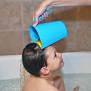 Mighty Clean Baby Shampoo Rinse Cup | Baby Bath Rinser Pail to Wash Hair and Wash Out Shampoo by Protecting Infant Eyes - Kids Bathing Without TEARS