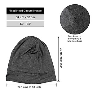 2 Pieces Silk Satin Bonnet for Mens with Natural Curly Wave Hair (Black, Dark Grey)
