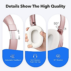 Noise Cancelling Headphones Wireless Bluetooth: Foldable Over Ear Headphones with Microphone 40H Playtime Deep Bass Memory Foam Ear Cups for Laptop,TV,Travel,Work