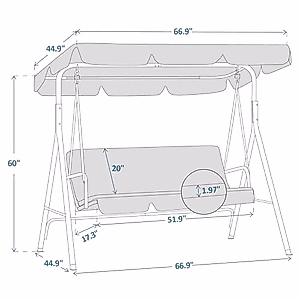 MCombo 3-Person Outdoor Patio Swing Chair, Convertible Canopy Hanging Swing Glider Lounge Chair, Removable Cushions, 4003 (Green)