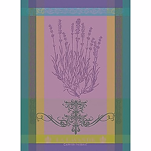 Garnier Thiebaut French Jacquard Kitchen Towels 100% Cotton Herbs and Flowers Collection (Lavande Mauve)