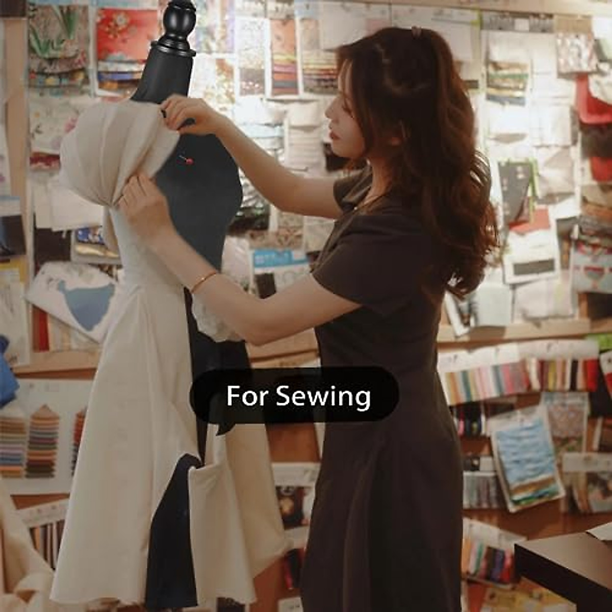 Dress Form Mannequin Torso, Female Sewing Bust Manikin Body, Pinnable Dressmaker Form with Stand for Display, Clothing Design, Black