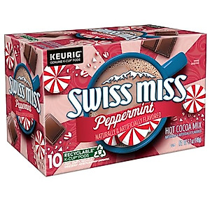 Swiss Miss Peppermint Hot Cocoa, Keurig Single-Serve K-Cup Pods, 10 Count