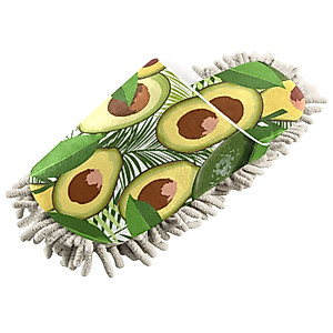 Avocado Tropical Leaves Mop Slippers Shoes Cover for Floor Cleaning Washable Hair Dust Dirty Cleaners Microfiber Mop Socks for Office House Kitchen