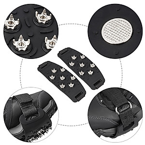 FANBX F Crampon Traction Cleats Anti-Skid Traction Grips Crampons Spikes 7 Point Cleats for Footwear for Walking, Jogging, Hiking, Mountaineering Ice Snow Grips (Black)