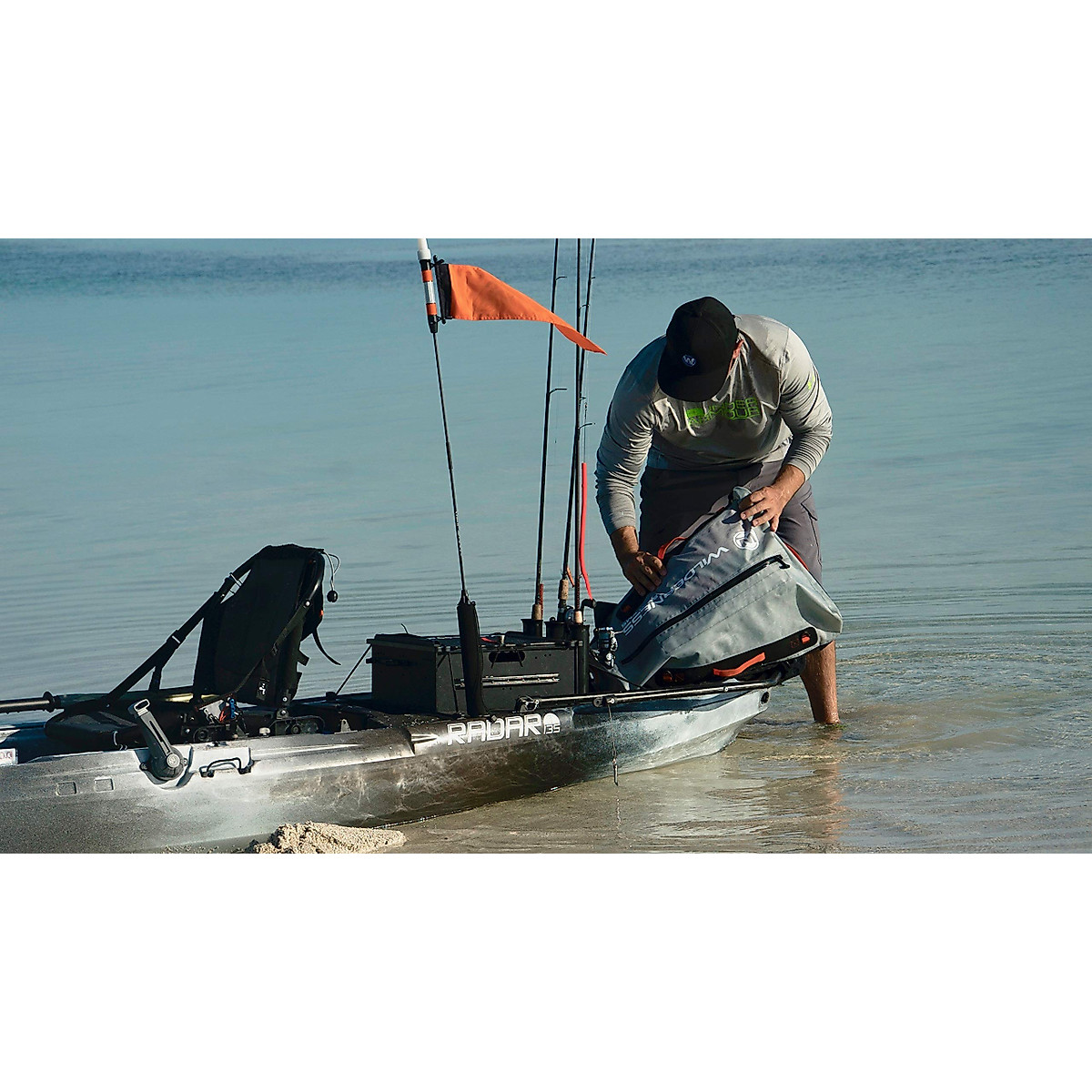 Wilderness Systems Custom Dry Bag for Kayaks | Bow Dry Bag | Waterproof Zipper | Shoulder Carry Strap, Gray, large