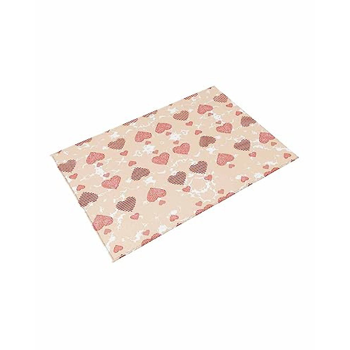 JasmineM Pink Heart Pattern Outdoor Rug Mats, Waterproof Outdoor Plastic Straw Rug 4'x6' for Patio, Thanksgiving Indoor Outdoor Area Rug for Front Door, Deck, Picnic, Porch, Balcony