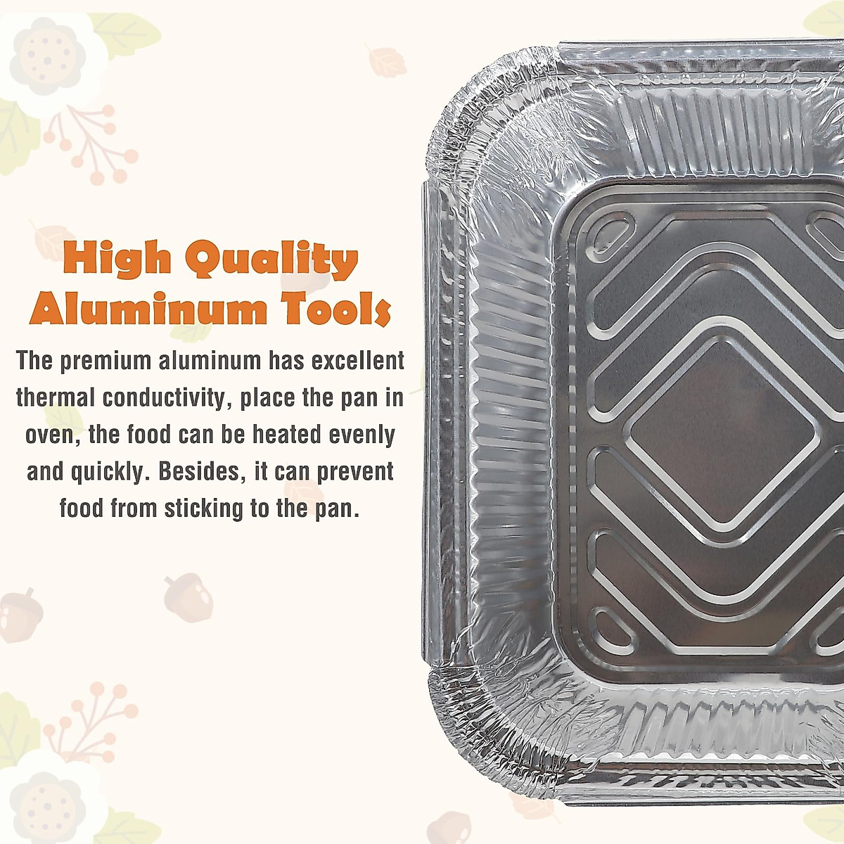 MorTime 40 Pcs Thanksgiving Foil Pans with Lids, Disposable Foil Food Containers with Harvest Themed Cardboard Covers, Aluminum Foil Baking Pan Cake Pans for Cooking, Heating, Roasting