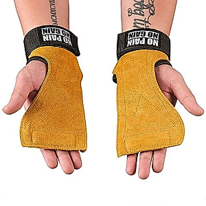 Yuehuam 2Pcs Hand Grips for Cross Training, Gymnastics, Weight Lifting, Gymnastics Gloves with Adjustable Wristband Leather Calisthenics Equipment for Men and Women