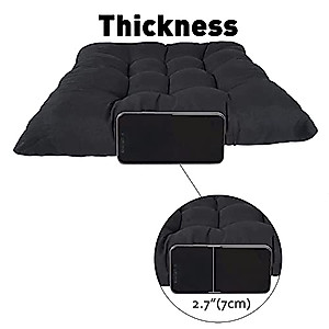 ELFJOY 4 Pack Chair Cushions for Dining Chairs 17x17 inch Seat Cushions for Kitchen Chairs Soft and Comfortable Square Chair Pads with Ties, Black