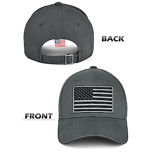 LCZTN 2 Pack American Flag Baseball Cap for Men Women,Low Profile USA Plain Dad Hat (Grey＆Khaki)