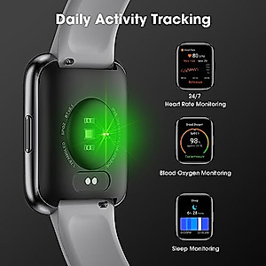 EURANS Smart Watch 44mm, AMOLED Always-on Display Fitness Watch with Heart Rate/Sleep Monitor Steps Calories Counter, IP68 Waterproof Activity Tracker Compatible with Android iOS