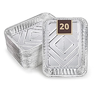 20 Pack Grease Drip Pan Liners | Compatible with Weber 6415, Genesis, Genesis II LX 200 300, Pulse, Q, Traveler, Spirit Gas Grills | Disposable Aluminum BBQ Drip Tray Replacement | 7.5 x 5 x 1.4 Inch