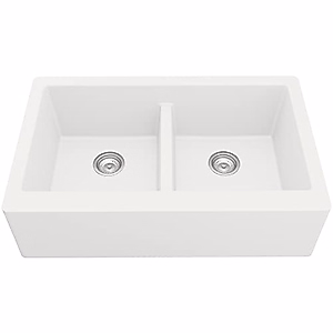 Karran QA-750-BL Quartz Farmhouse Kitchen Sink, Black