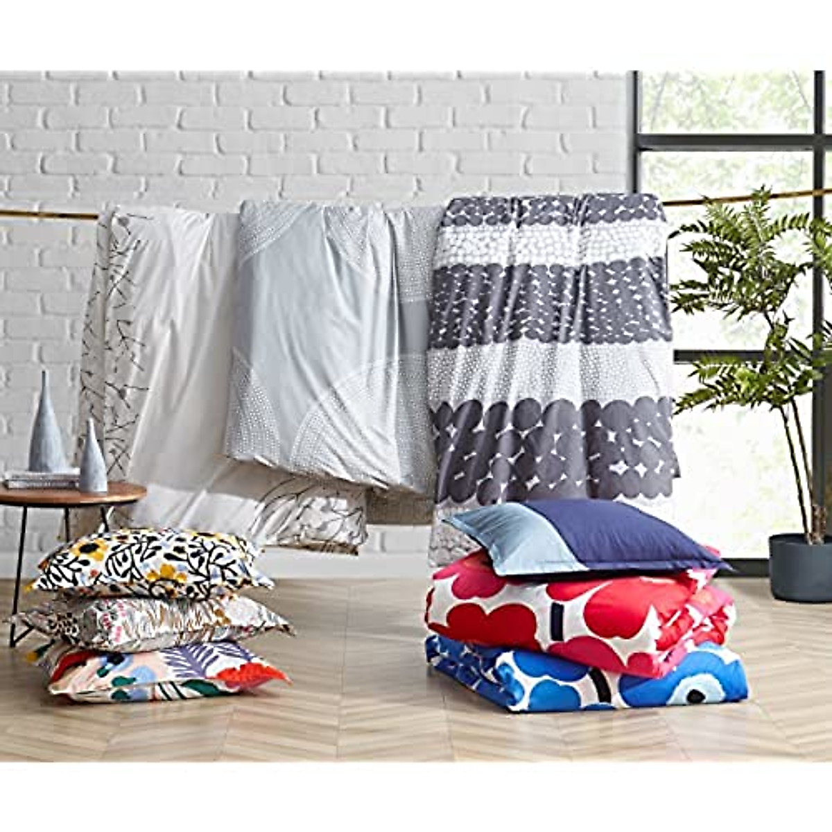 Marimekko - Queen Duvet Cover Set, Cotton Percale Bedding with Matching Shams, All Season Home Decor (Ojakellukka Multicolor, Queen)