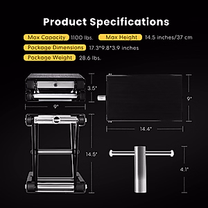 VIVOHOME Motorcycle Lift Scissor Jack Steel Wide Deck Hoist Crank Center Stand 1100 LBS Capacity for Motorcycles, ATVs, Dirt Bikes Black