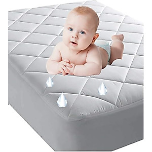 VENNETI Crib Mattress Cover - Cotton Waterproof Mattress Protector - Premium Quality Hypoallergenic and Breathable Fabrics - Soft and Comfortable - Standard Dimension (Portable Crib)