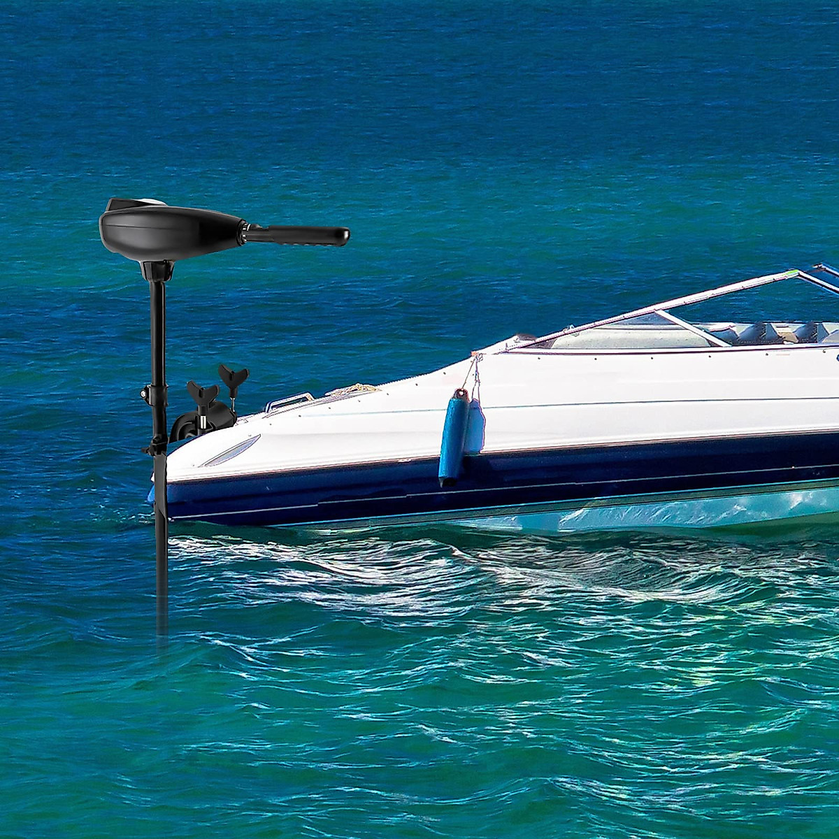 LIYUANJUN 24V Electric Trolling Motor, 85LB 1.6HP Inflatable Fishing Boat Motor Marine Engine, Outboard Motor Saltwater Transom for Outdoor Adventure Aquaculture, Propeller Trolling Brush Motor