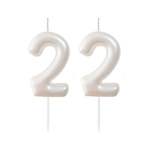 2.36" 22nd Number Candles Birthday Gifts for Women Men Birthday Decorations Birthday Candles Numbers Happy Birthday Candles for Cake 2 Candle for Women for Men (White)
