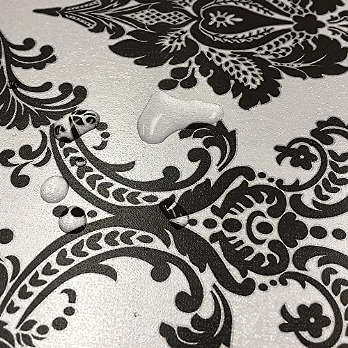 Yifely Retro Black Damask Furniture Paper Self-Adhesive Shelf Liner Light Grey Table Dresser Decor Sticker 17.7 Inch by 9.8 Feet
