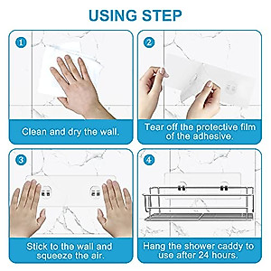 Thideewiz 4 Pcs 2.76x 7.78 Inch Transparent Waterproof Adhesives for Shower Caddy