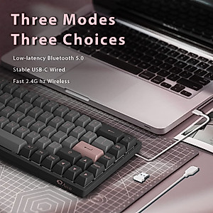 EPOMAKER 3068B Plus Black & Pink 65% Hot-Swap 2.4Ghz Wireless/Bluetooth/Wired Mechanical Gaming Keyboard with RGB Backlight, Double-Shot PBT Keycaps for Gamers/Mac/Win(CS Jelly Pink