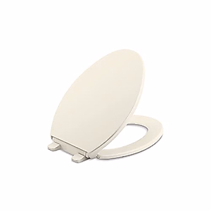 KOHLER K-4774-47 Brevia Elongated Toilet Seatwith Quick-Release Hinges and Quick-Attach Hardware for Easy Clean in Biscuit