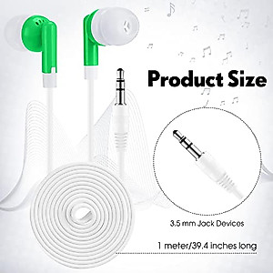 Yunsailing 100 Packs Earbuds Bulk Classroom Headphones Pack Individually Bagged 3.5 mm in-Ear Earphones with Wire for Students Adult Schools Hospitals Hotels Library Museums MP3 Gift (Green)