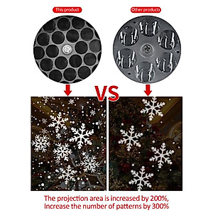 S5E5X Christmas Light Snowflake Projector, HD Waterproof Moving Patterns Rotating LED Projection Lamp for Christmas Party Decorations, Landscape Light for Home Outdoor Garden Courtyard Wall (Black)