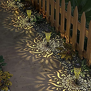 gardencave 6 Pack Solar Lights Outdoor Garden Decorative Solar Garden Lights with Warm Light Waterproof Solar Pathway Landscape Lights for Path Patio Backyard Walkway Yard Garden Decor (Black, 6Pcs)