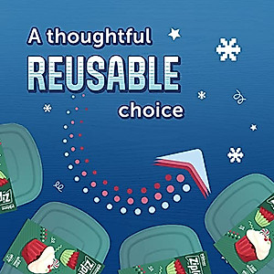 Ziploc Food Storage Meal Prep Containers Reusable for Kitchen Organization, Smart Snap Technology, Dishwasher Safe, Deep Square, 3 Count, Holiday Designs, Packaging May Vary