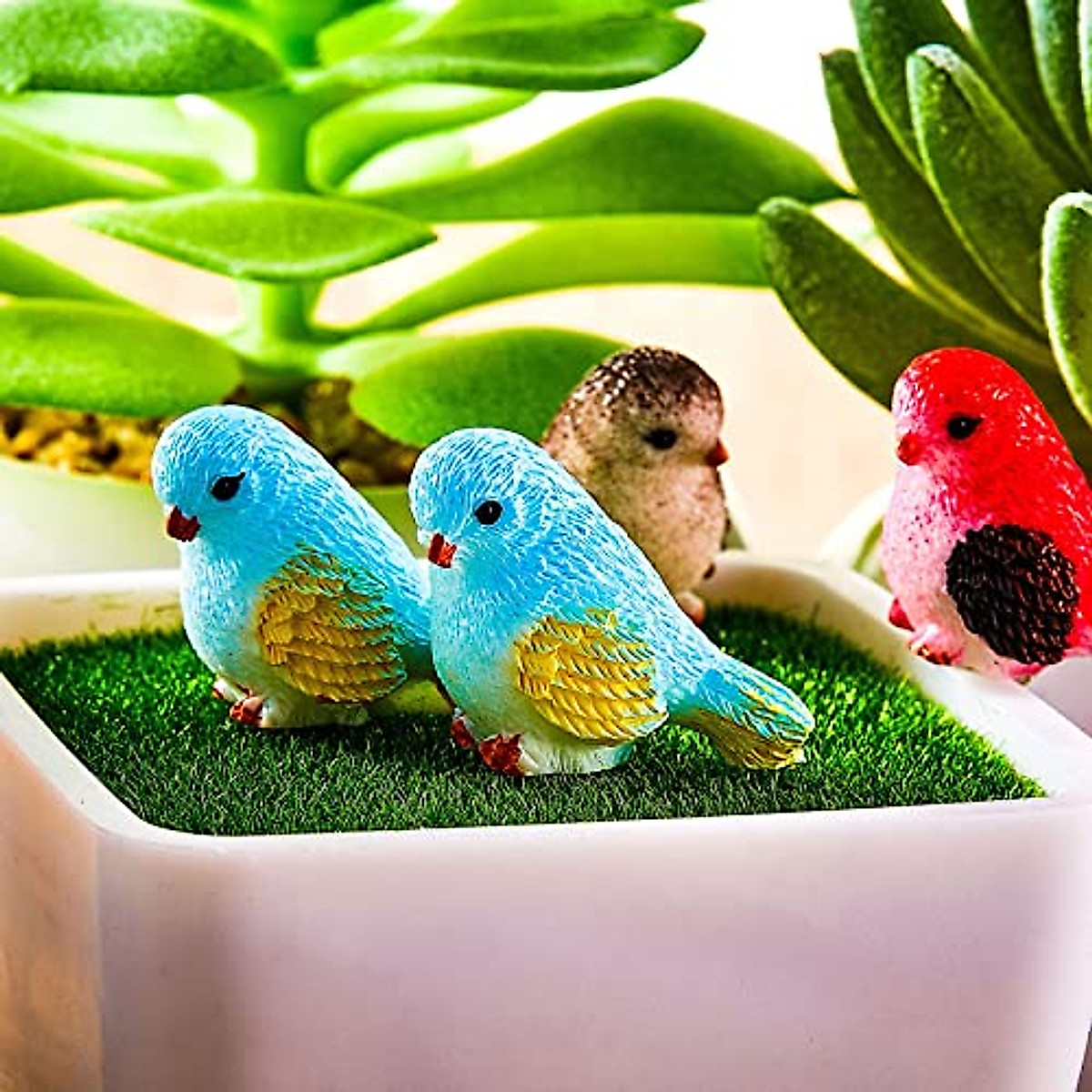 Miniature Bird Figurines Bird Decorative Figurines Dollhouse Simulation Bird Figures Toy Mini Bird Figures Cute Animal Model for Fairy Garden, Miniatures Moss Decoration, Micro Landscape (24 Pieces)