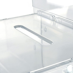 Azar Displays 206325-CLR Suggestion Box with Lock and Keys, Donation Box, Offering Box, Locked Display Stand, Acrylic Sign Holder on Pedestal, Clear Locking Box with Slot, 11"x 8.25"x8.25"