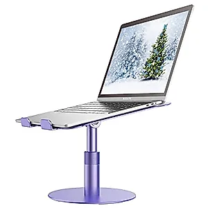 Swivel Laptop Stand, Adjustable Height Ergonomic Computer Stand,Notebook Holder Riser with 360 Rotating, Portable Laptop Compatible with MacBook Air, Pro, Dell, HP, Lenovo More 10-15.6"(Purple)