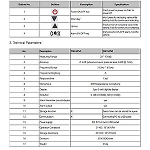 SNDWAY SW-525A 30-130dB Digital Sound Level Meter with Large LCD Display Noise Meter Decibel Wall Mounted Hanging (525A)