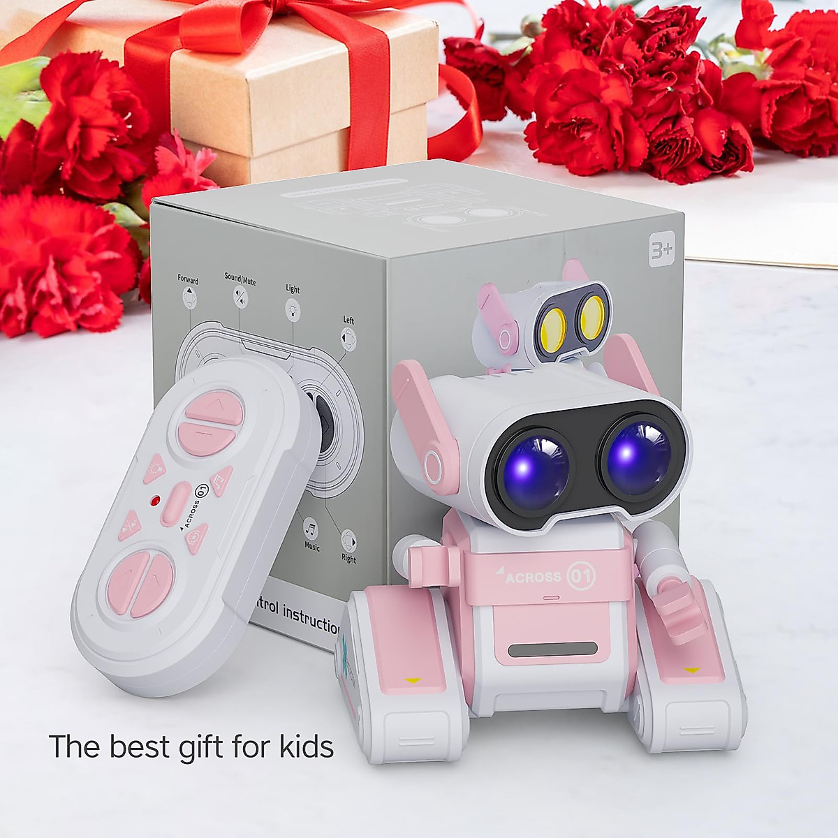 DoDoMagxanadu Robot Toys, Remote Control Robot Toy for Girls, RC Robots with LED Eyes and Music, Gifts for 3 4 5 6 7 8 9 Years Old Kids Boys and Girls (Pink)