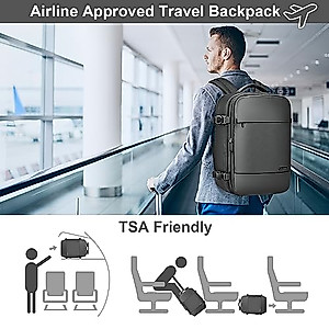 Carry On Backpack Flight Approved,Travel Backpack for Men Women with USB Charging Port Shoe Compartment,Waterproof Anti-theft 15.6 inch Laptop Backapck Computer Bag Business Causal Weekender Backpack