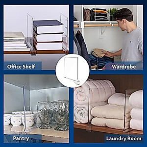 ArticYard Acrylic Shelf Dividers – 10 PCS Adjustable Clear Plastic Separators for Wooden Shelves, Shelf Dividers for Closet Organization, Perfect for Bedroom, Kitchen Cabinets, Bookshelf, Office