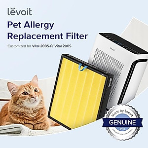 LEVOIT Vital 200S-P Pet Allergy Air Purifier Replacement, Supports HEPA Sleep Mode, 3-In-1 Filter, Efficiency Activated Carbon, Vital200S-RF-PA, 1 Pack, Yellow